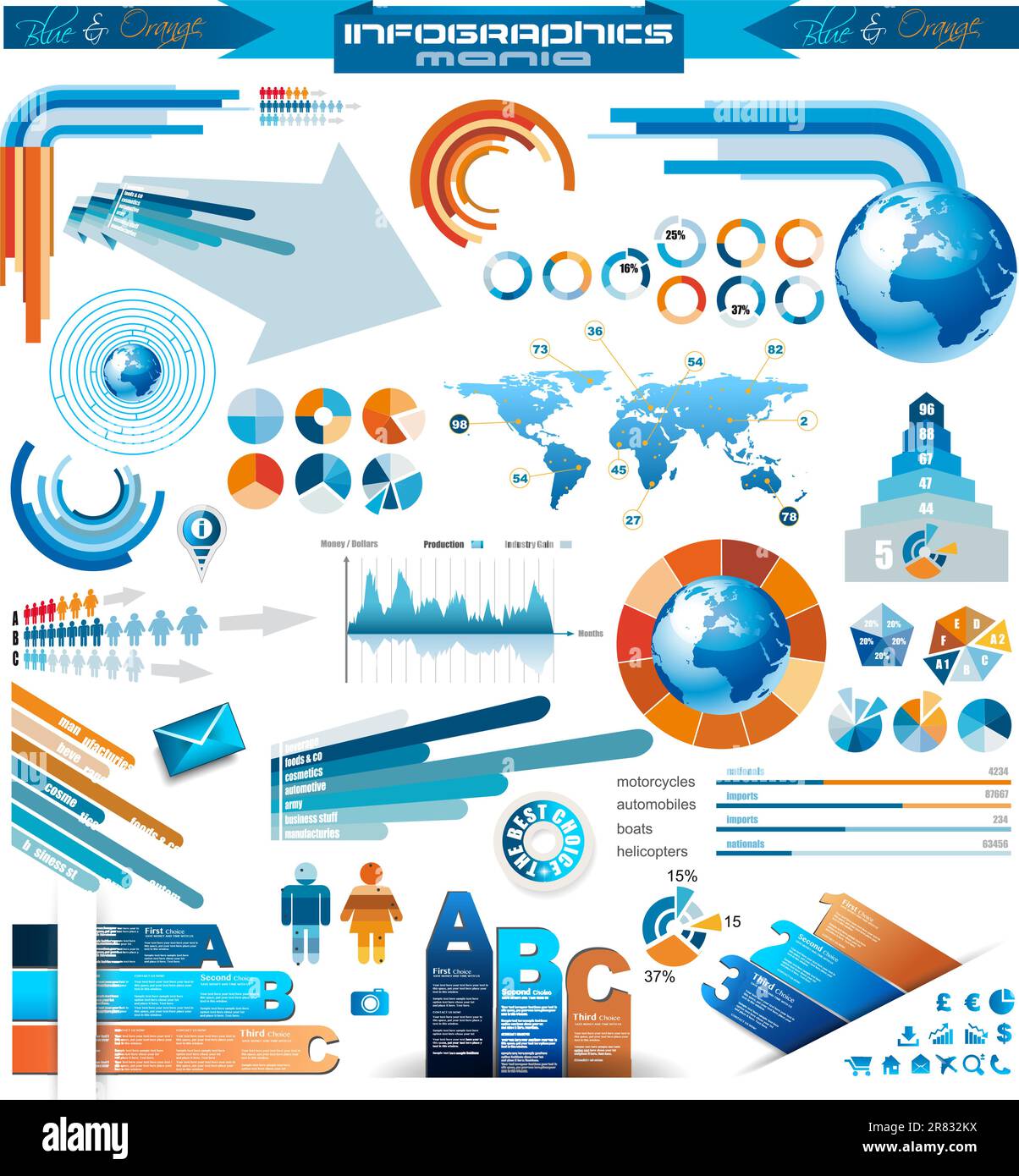 Premium infographics master collection: graphs, histograms, arrows ...