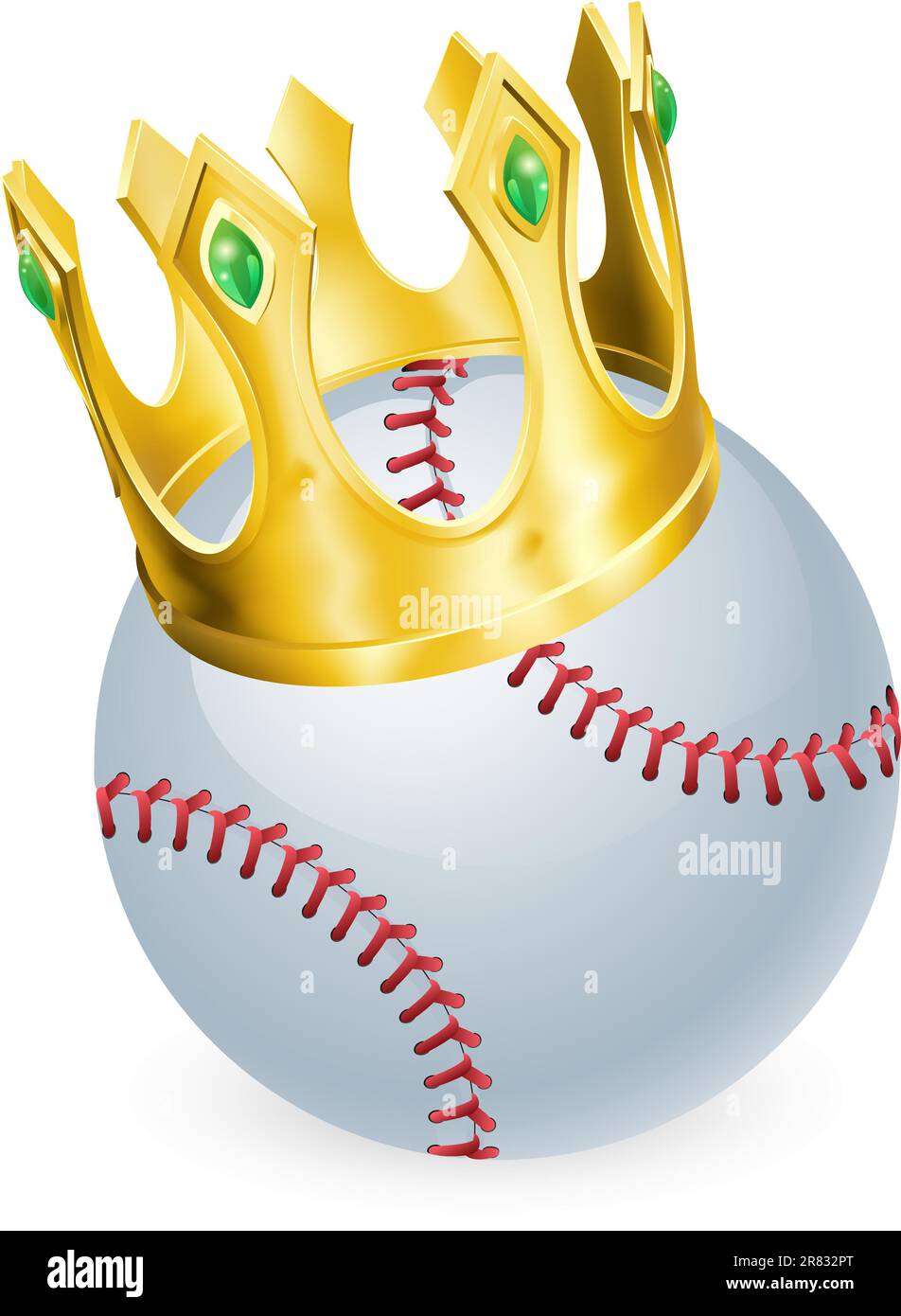 King of baseball concept, a baseball ball wearing a gold crown Stock ...