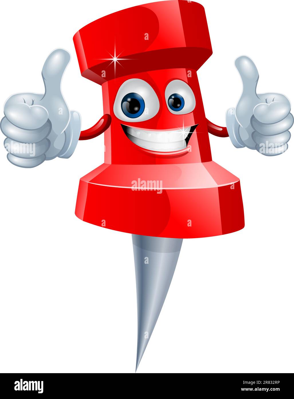 A red happy red cute push pin man giving a double thumbs up Stock ...