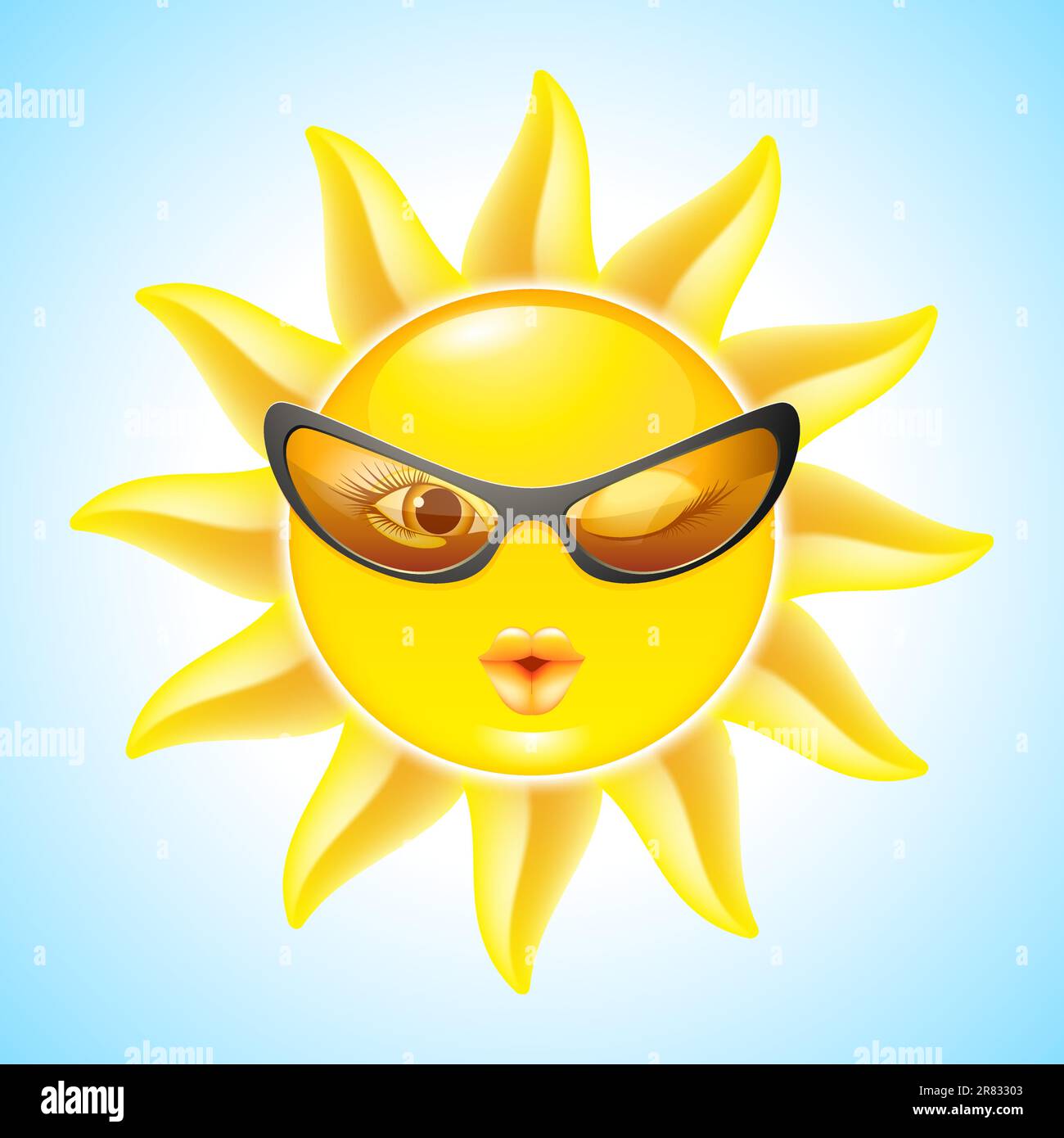 Winking Sun with Sunglasses. Cool Cartoon Character for design Stock ...
