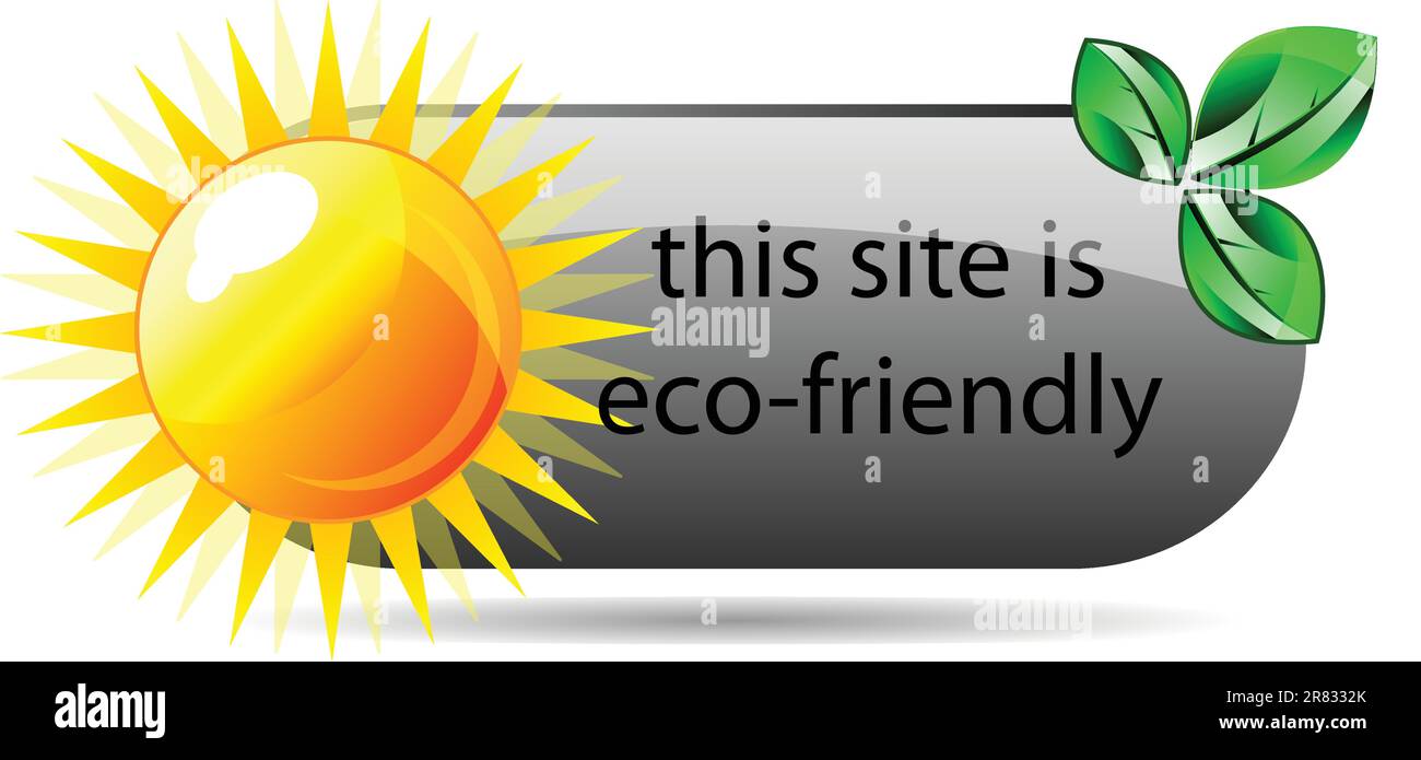 Vector eco friendly website icon with green leaf and reflection ...
