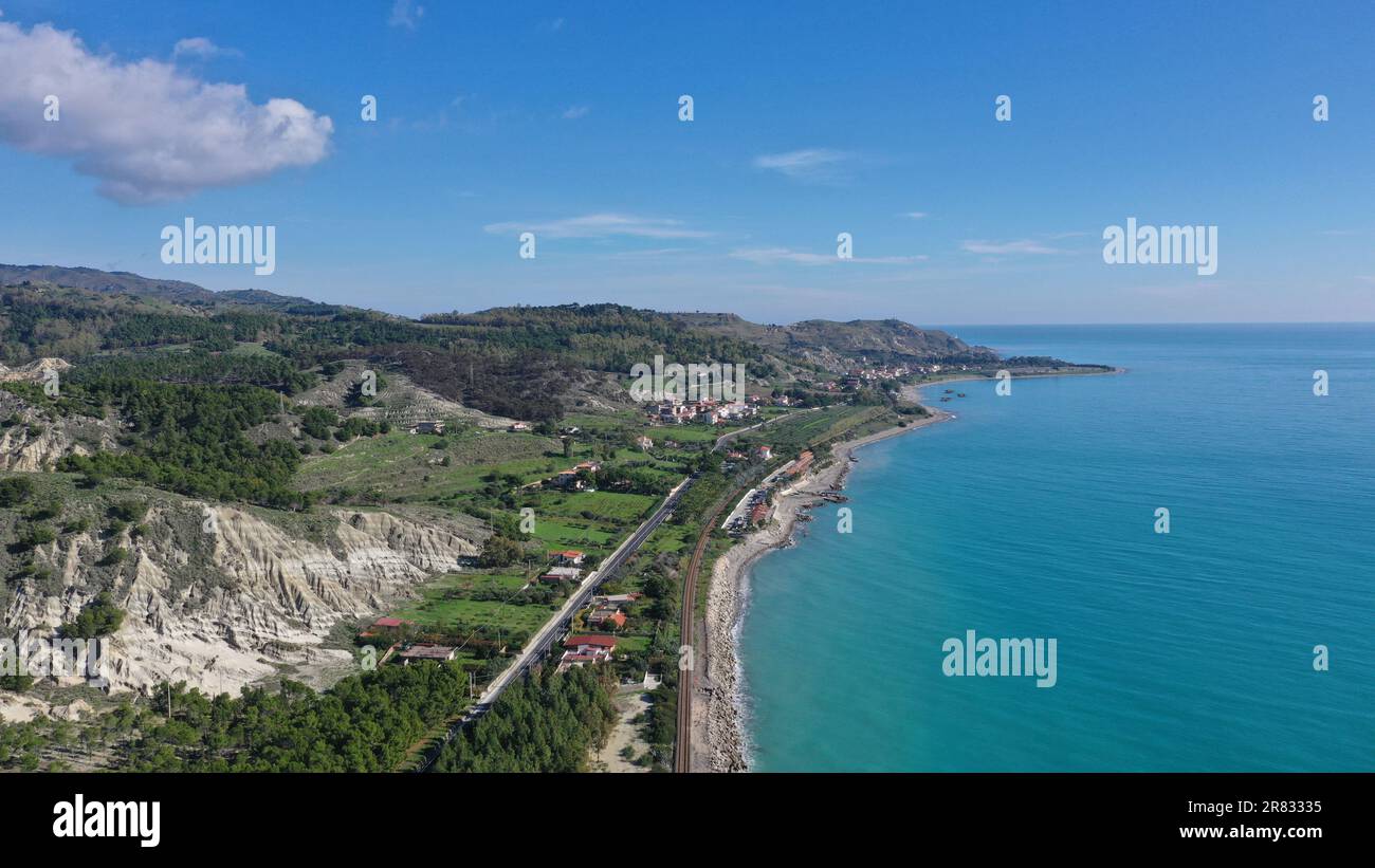 Beautiful aerial views of the south of italy in Palizzi Marina near ...