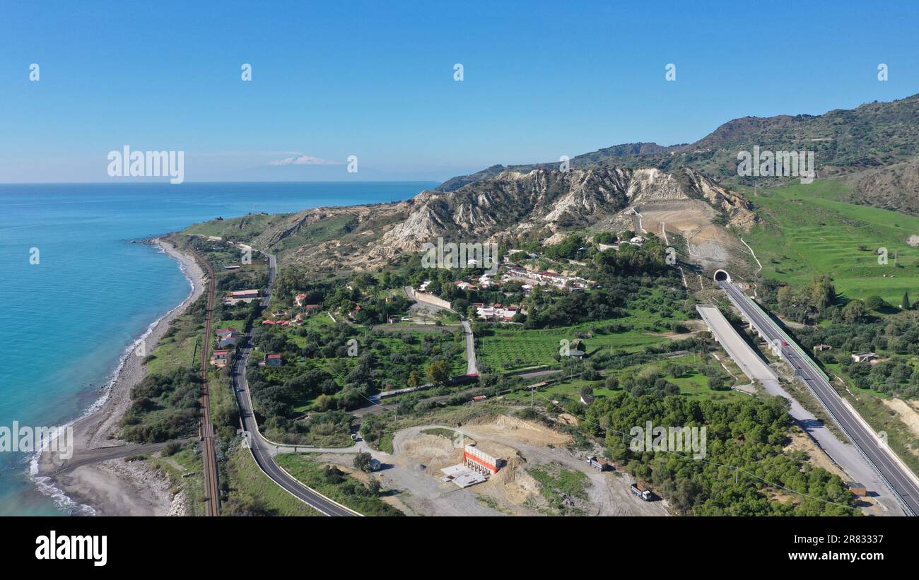 Beautiful aerial views of the south of italy in Palizzi Marina near ...
