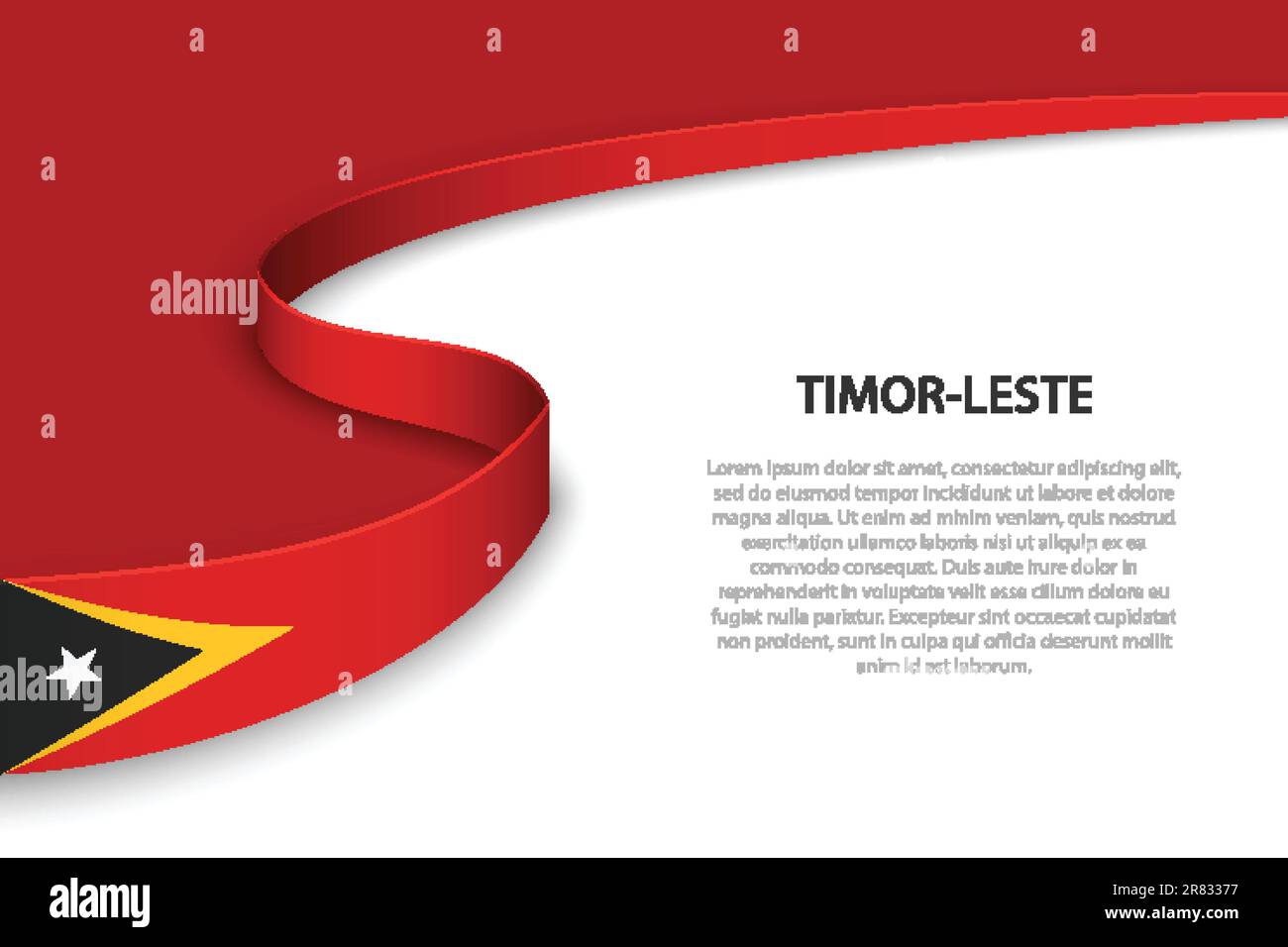 Wave flag of Timor-Leste with copyspace background. Banner or ribbon ...