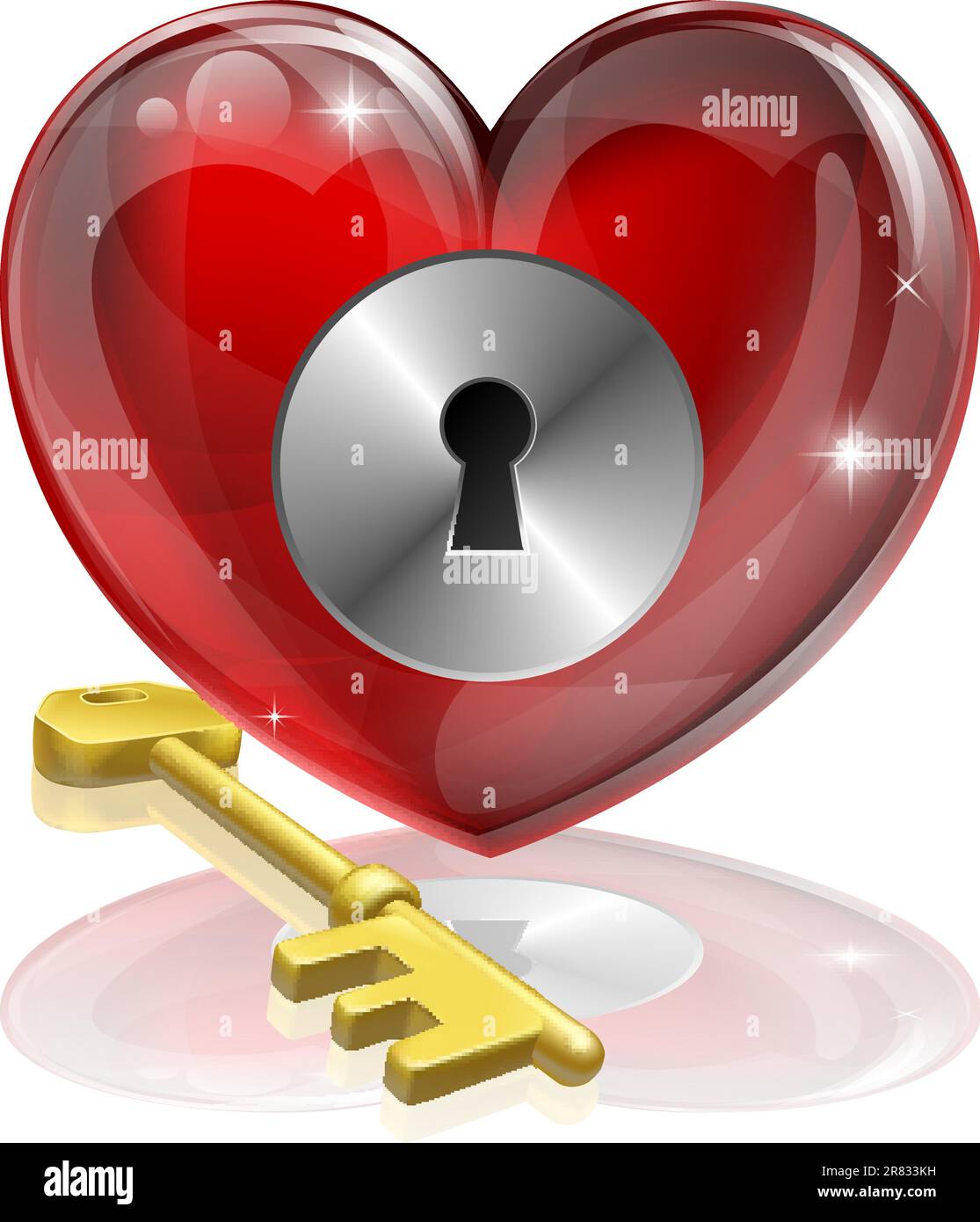 Heart lock and key concept illustration, could be symbol for finding ...