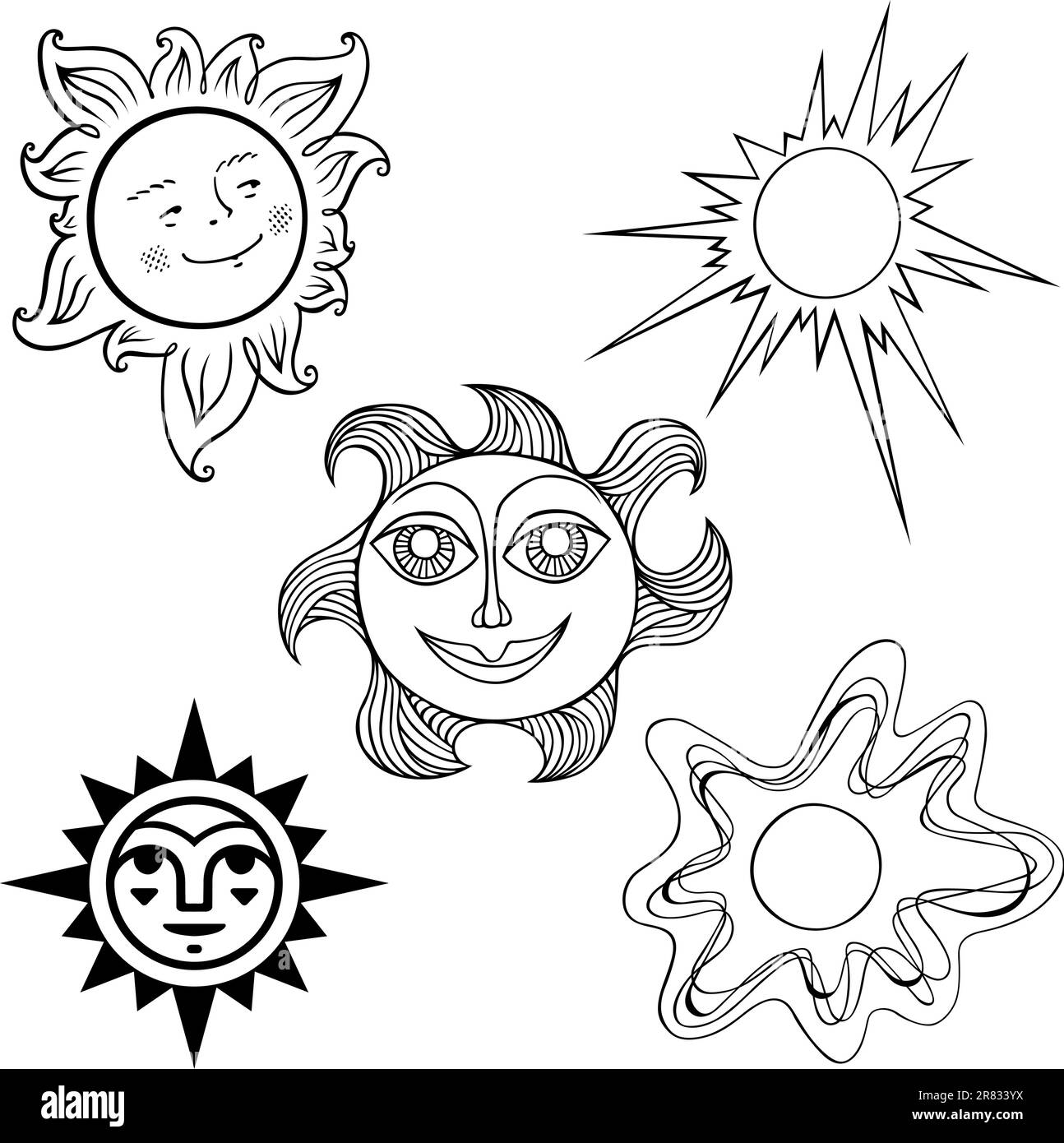 Set Of Different Suns On White Background Stock Vector Image And Art Alamy
