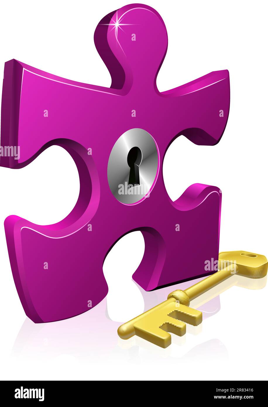 Illustration of locked jigsaw piece. Business concept for problem ...