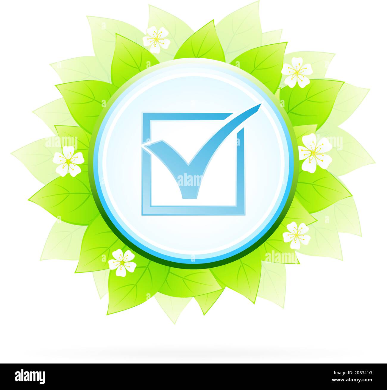 Check Item Symbol with Leaves and Flowers Stock Vector Image & Art - Alamy