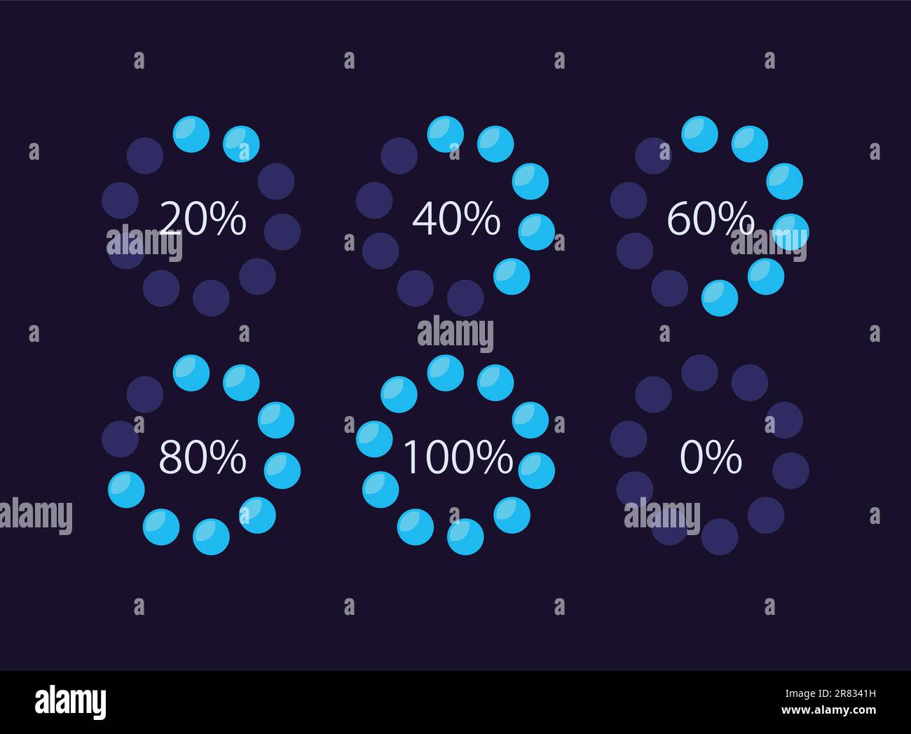 Circle dot infographic chart design template set for dark theme Stock ...