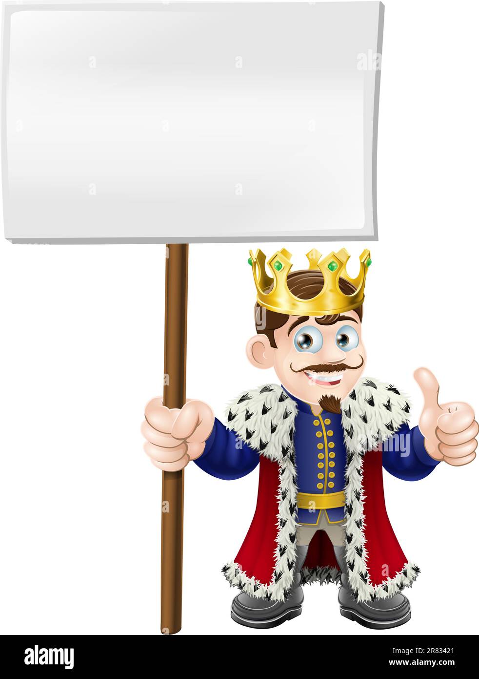 A smiling happy king giving a thumbs up and holding up a sign Stock ...