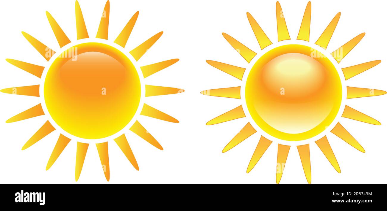 Shining glossy sun set isolated on white background. Vector ...