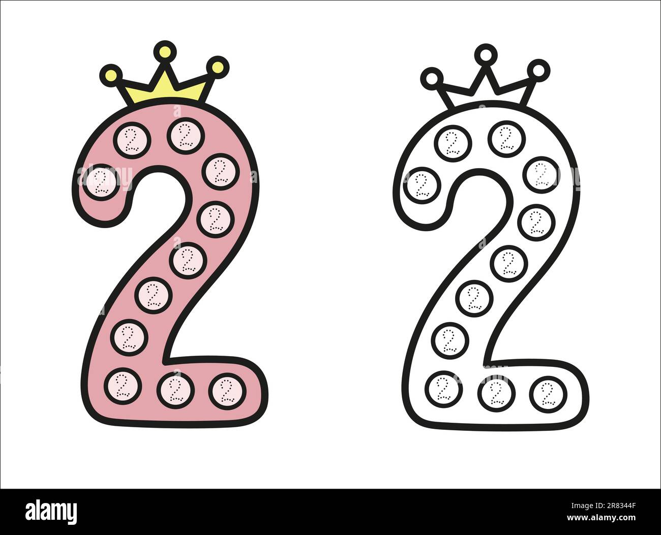 Two - coloring. Vector hand drawn illustration isolated on white ...