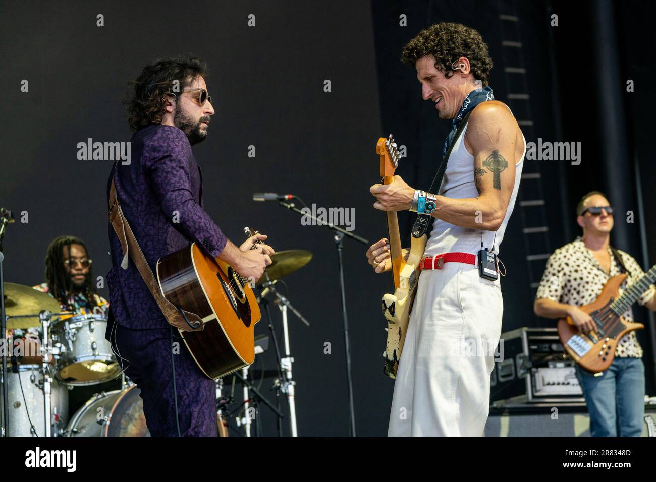 Zack Feinberg, left, and David Shaw of The Revivalists perform during ...
