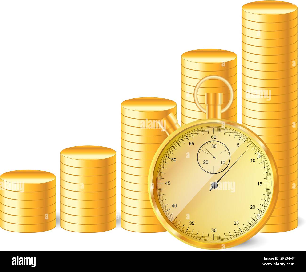 stopwatch with stack of coins. Also available as a Vector in Adobe ...