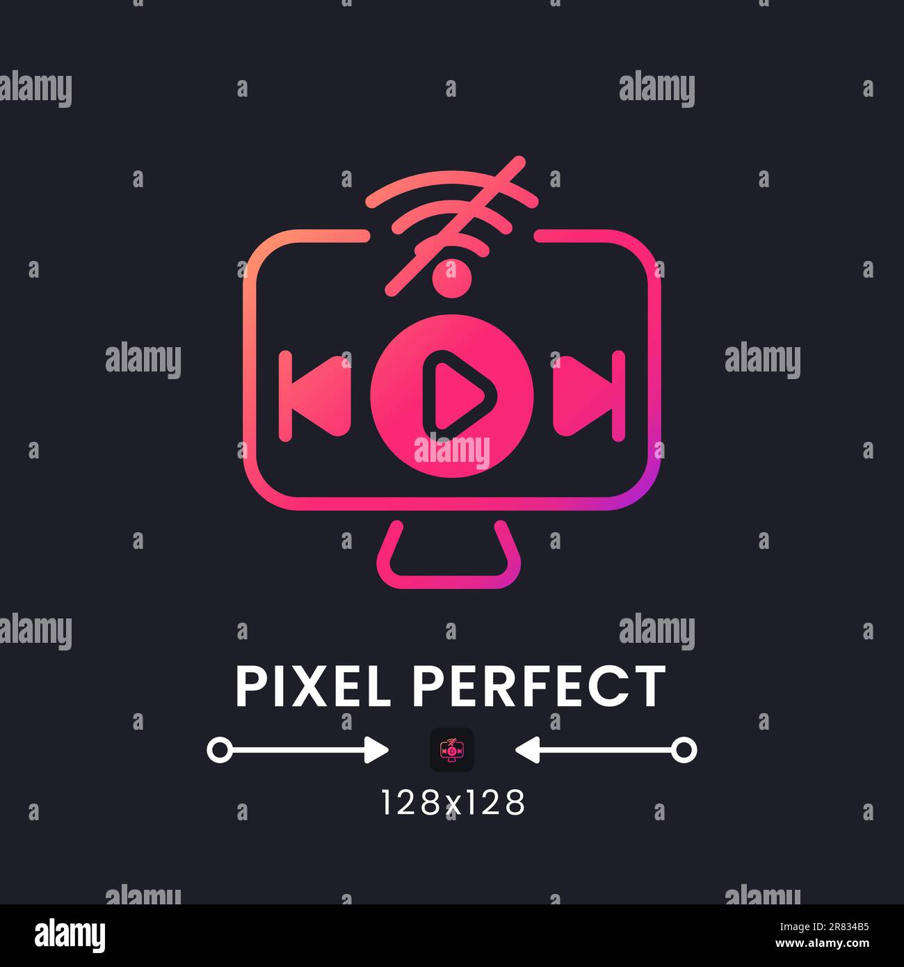 Offline playback pink solid gradient desktop icon on black Stock Vector ...