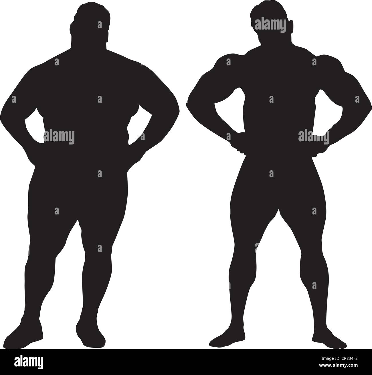 Silhouettes of bodybuilder and fat man Stock Vector Image & Art - Alamy