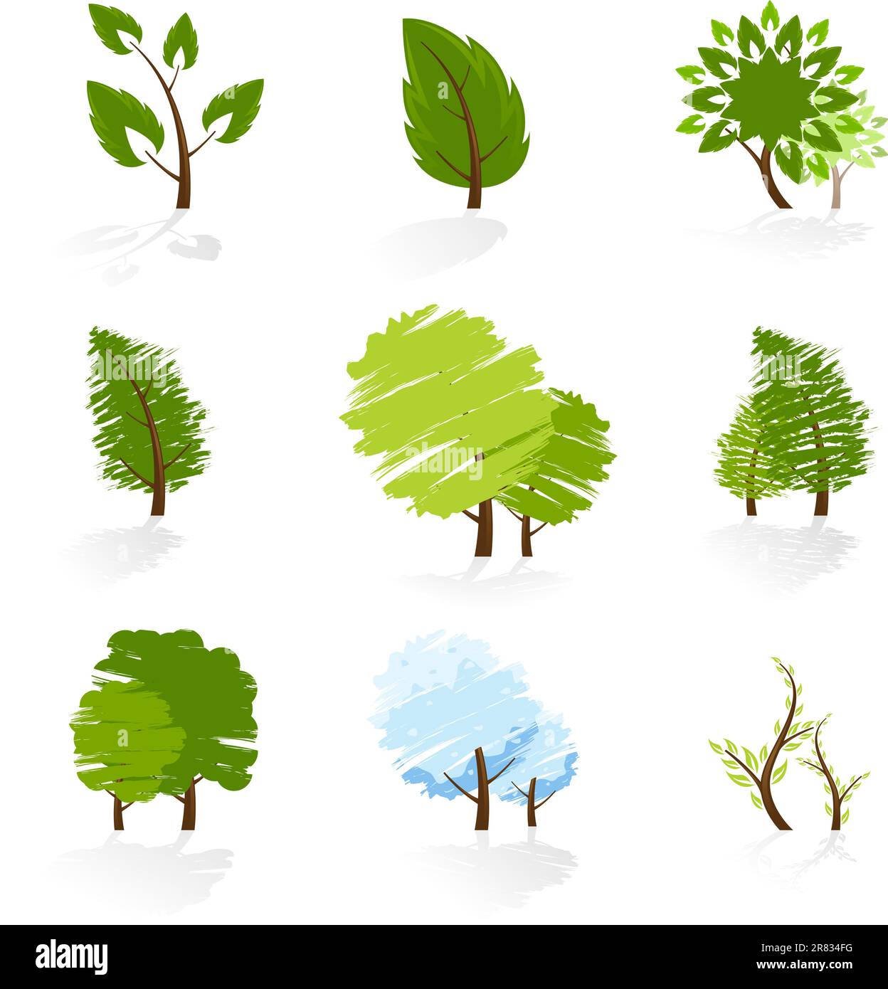 Tree Symbols Set Isolated On White Stock Vector Image And Art Alamy