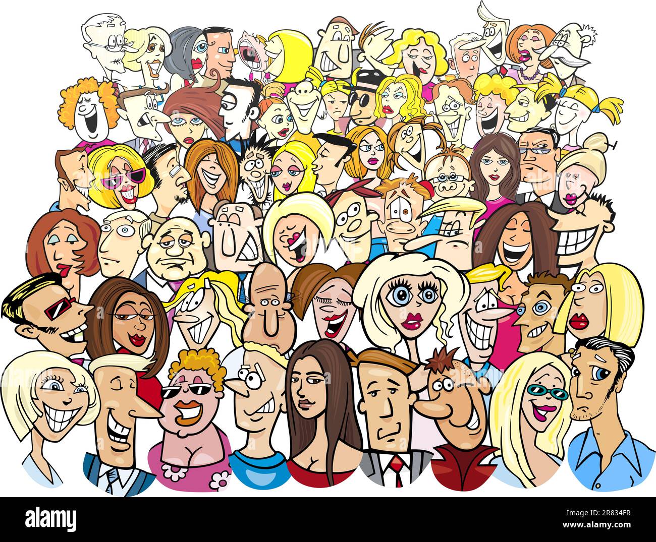 cartoon illustration of many different people in the crowd Stock Vector ...