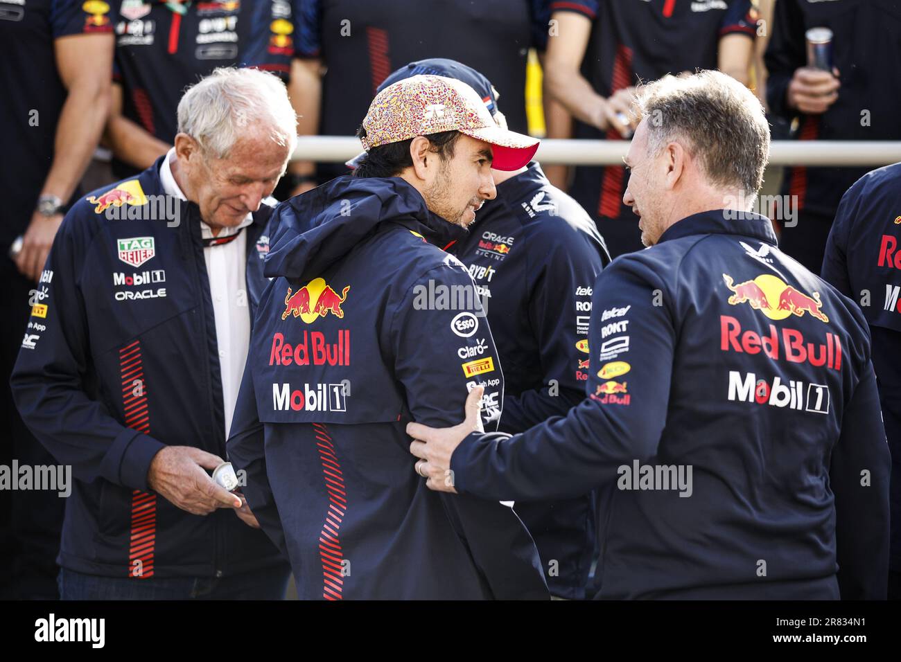 PEREZ Sergio (mex), Red Bull Racing RB19, portrait HORNER Christian ...