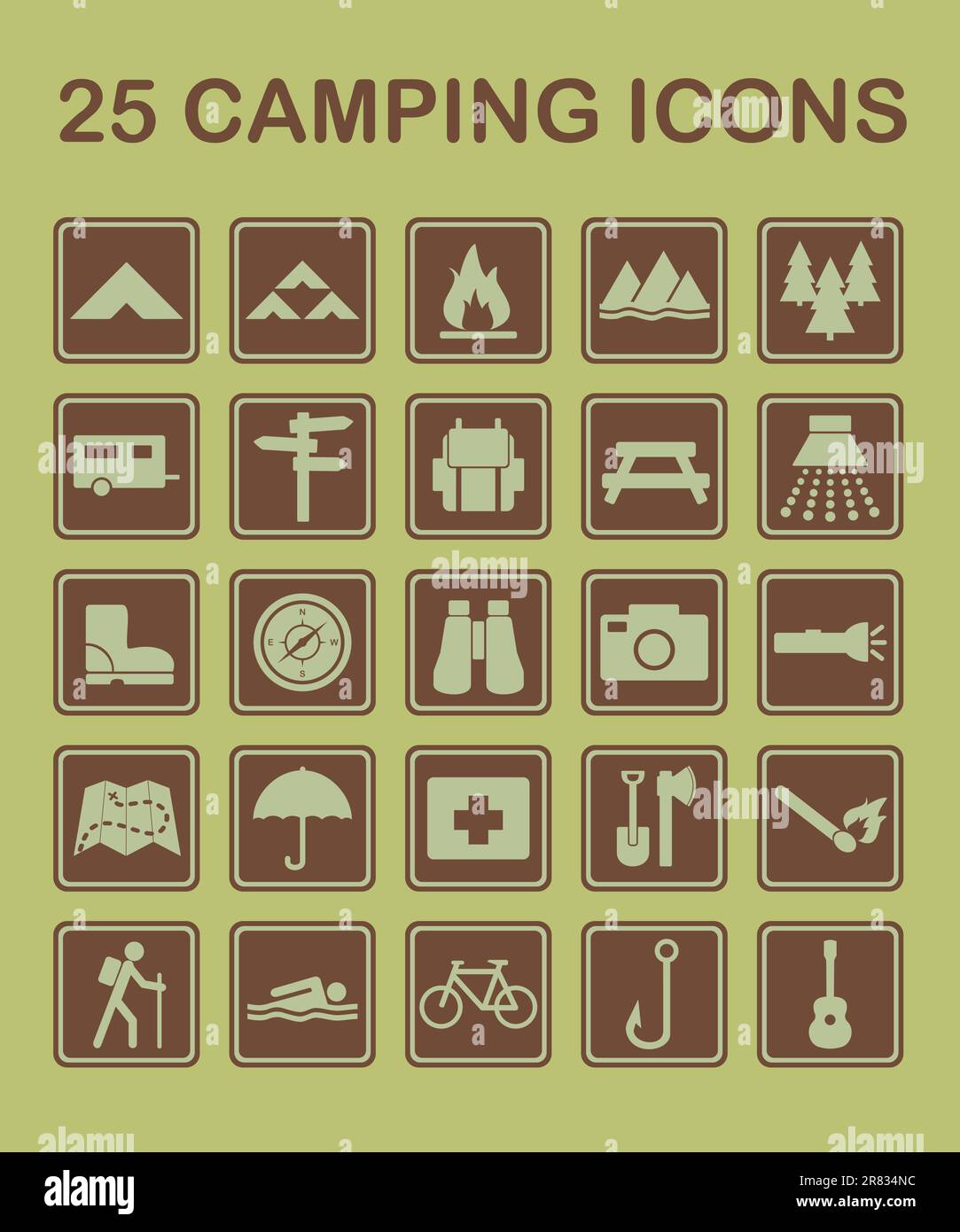 A set of 25 camping related icons Stock Vector Image & Art - Alamy