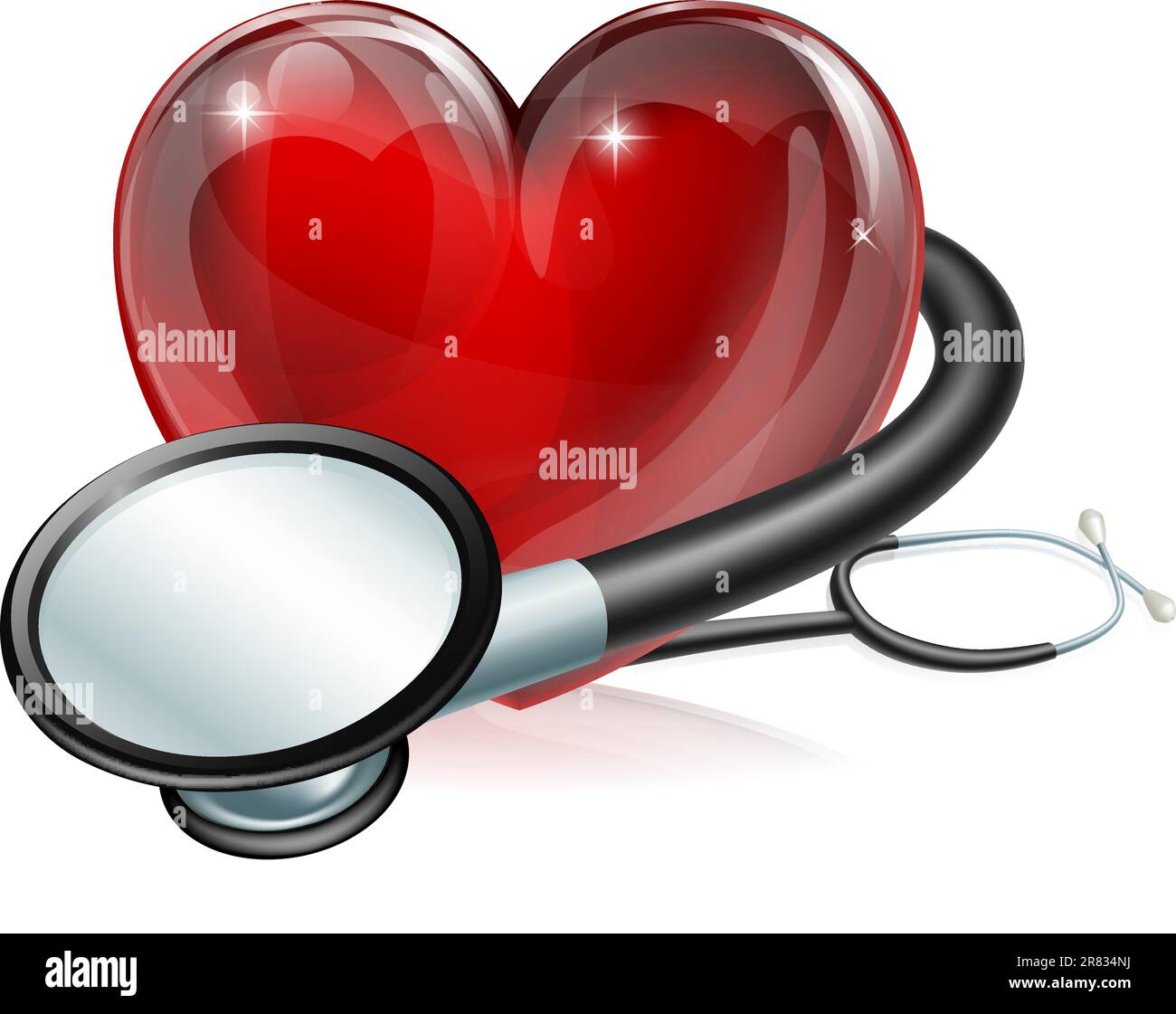 Medical concept illustration of heart shaped symbol and stethoscope ...