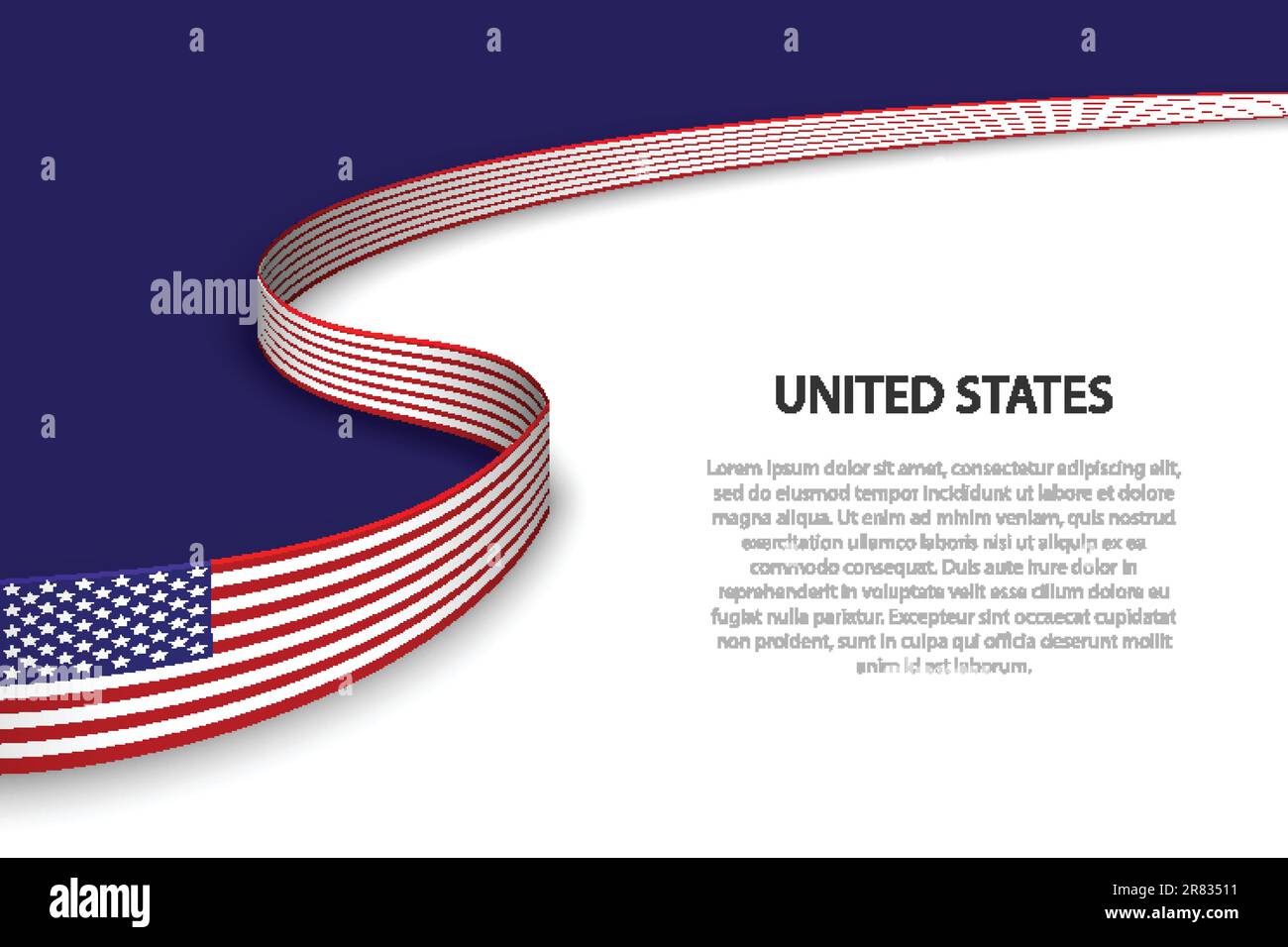 Wave flag of United States with copyspace background. Banner or ribbon ...