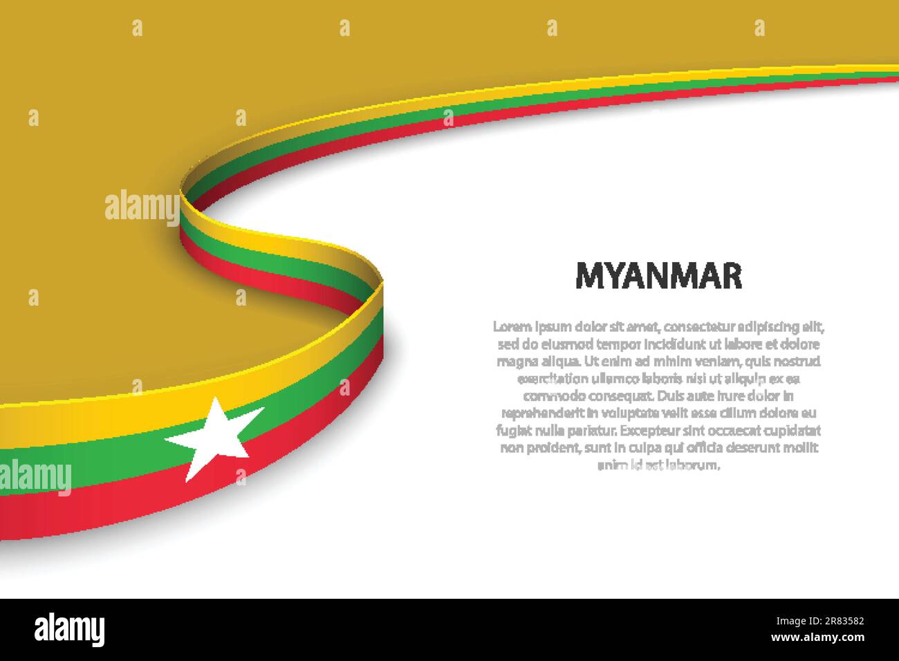 Wave flag of Myanmar with copyspace background. Banner or ribbon vector ...