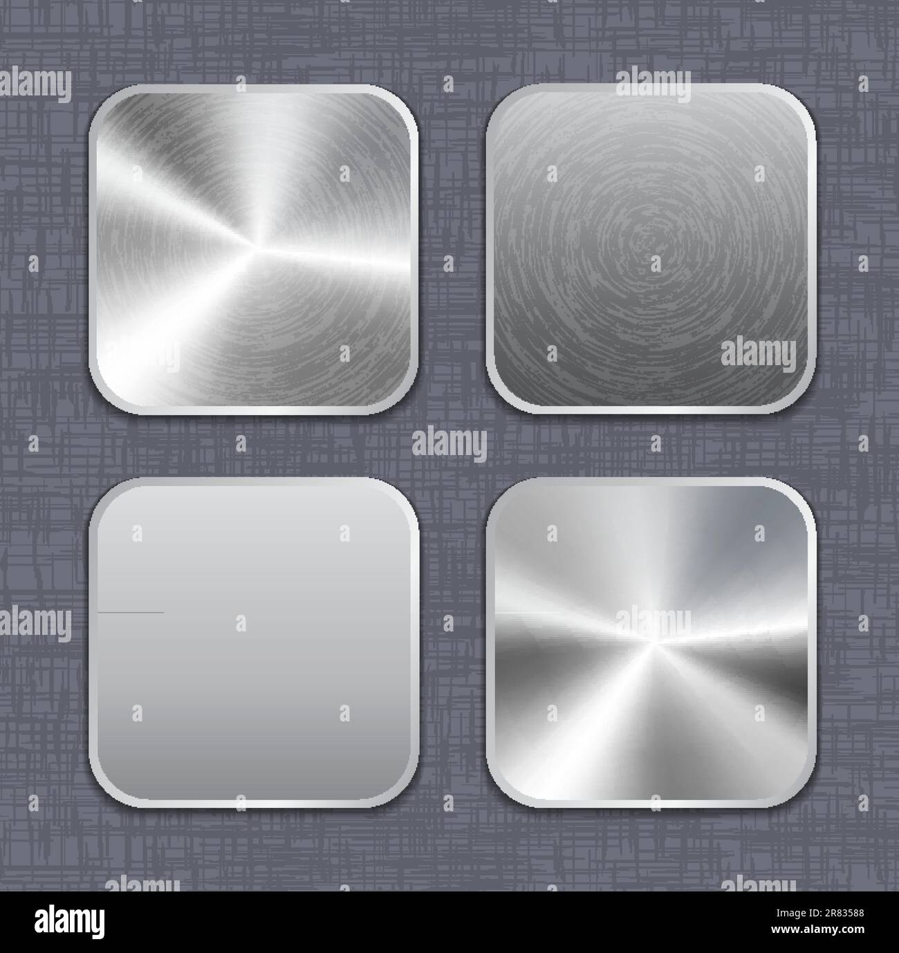 Brushed metal app icon templates on linen background. Vector ...