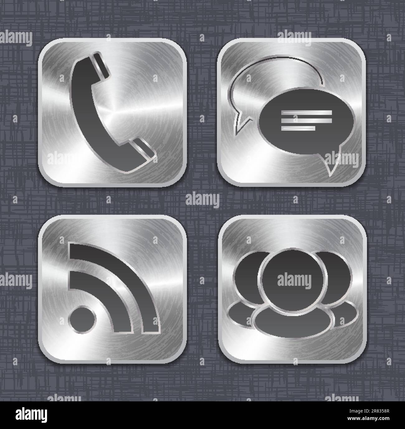 Brushed metal app icon templates on linen background. Vector ...