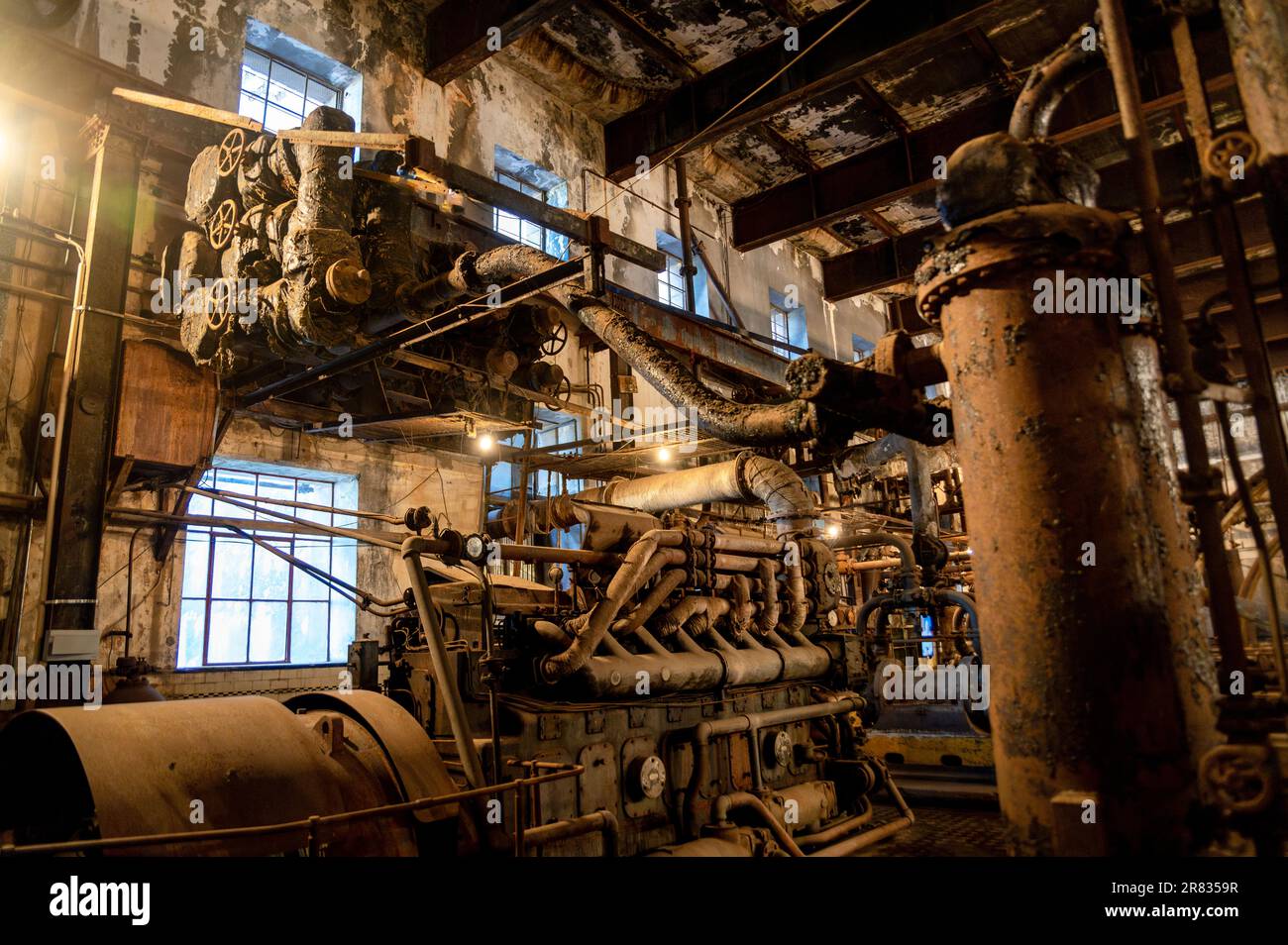 Interior view of an old abandoned factory Stock Photo - Alamy