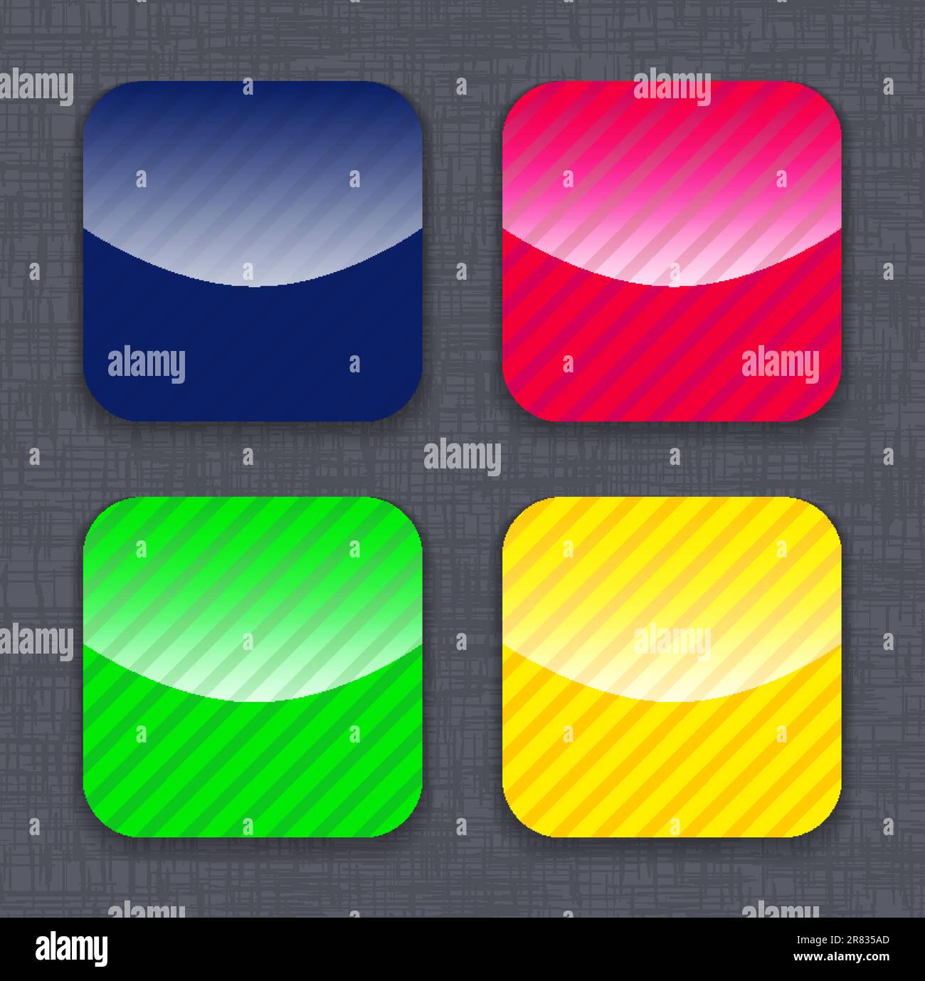 Glossy striped colorful app icon templates on linen background. Vector ...