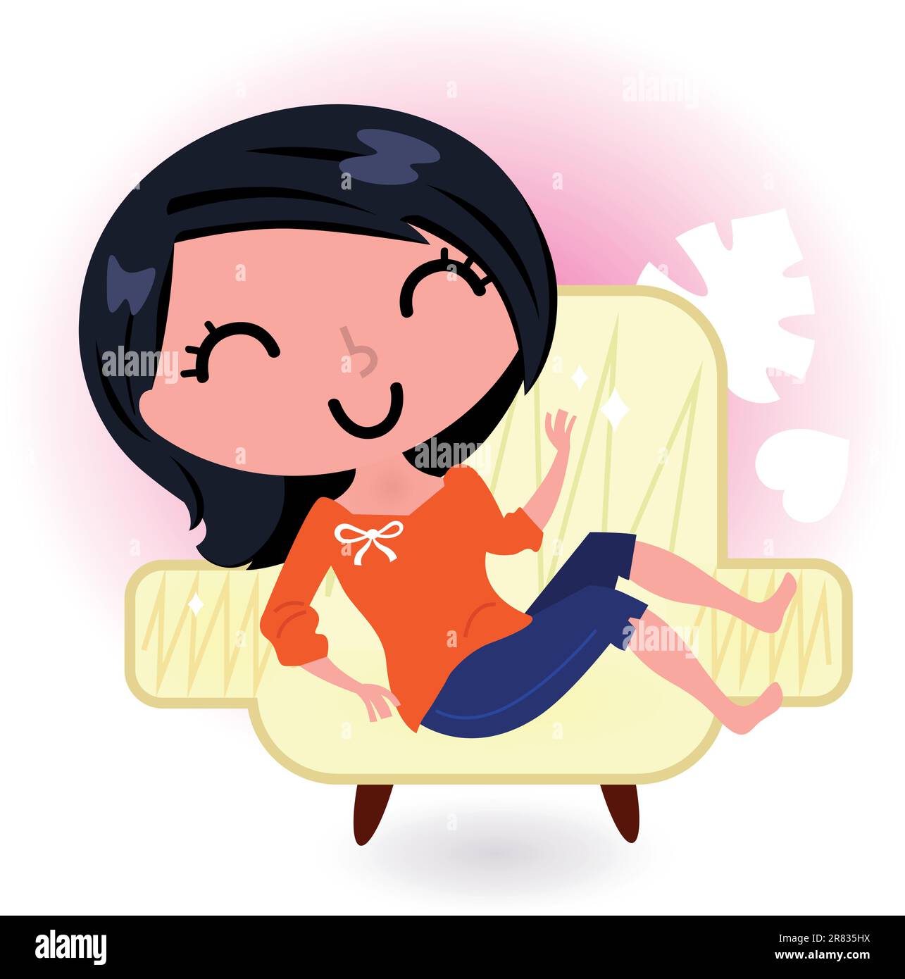 Cute young girl in sofa. Vector cartoon Stock Vector Image & Art - Alamy