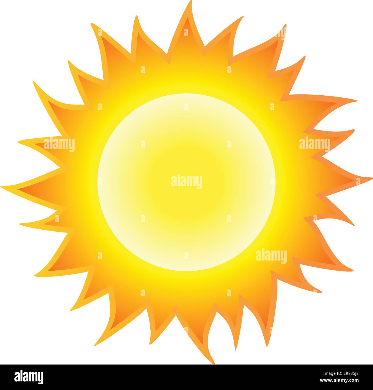 The sun burning like flame. Isolated on white background. Vector ...