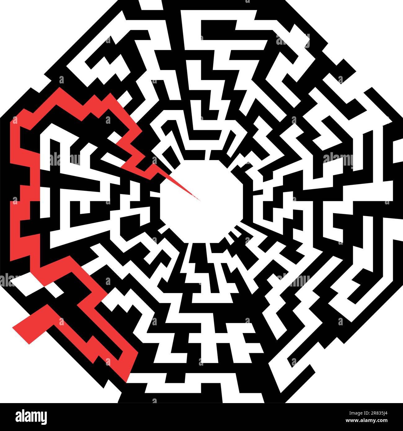 illustration of an abstract maze with the shape of an octaeder and a ...