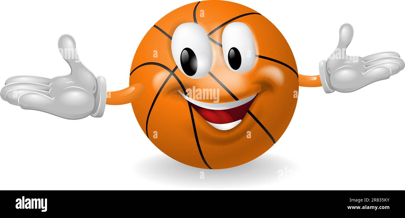 Illustration of a cute happy basketball ball mascot man Stock Vector ...