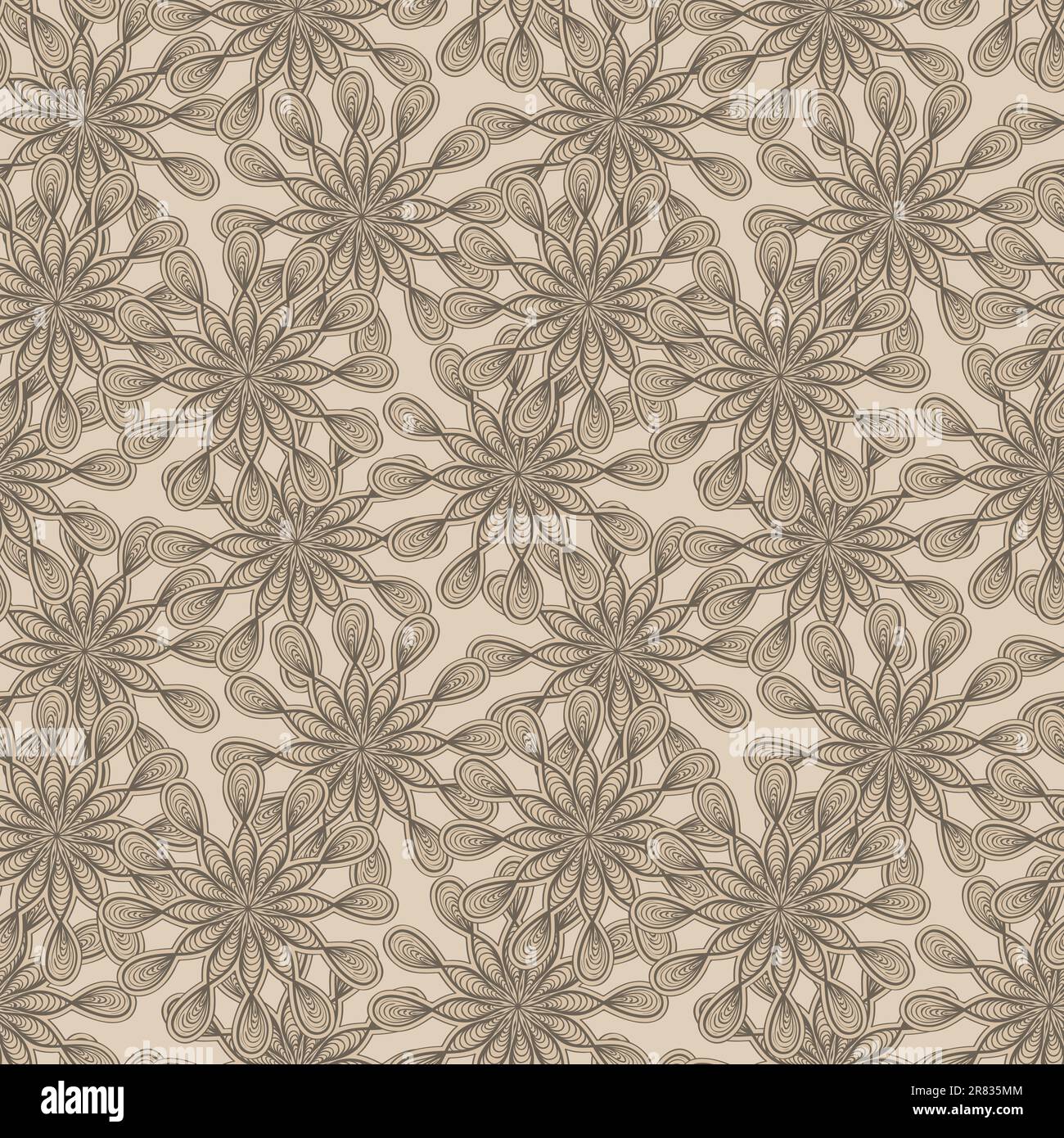 vector seamless floral monochrome pattern with bizarre flowers Stock ...