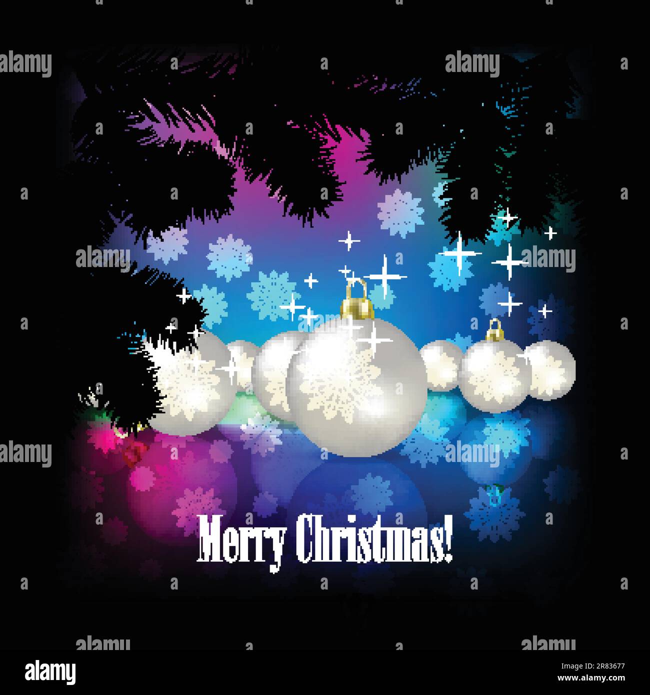 Christmas pearl decorations and snowflakes on black background Stock ...