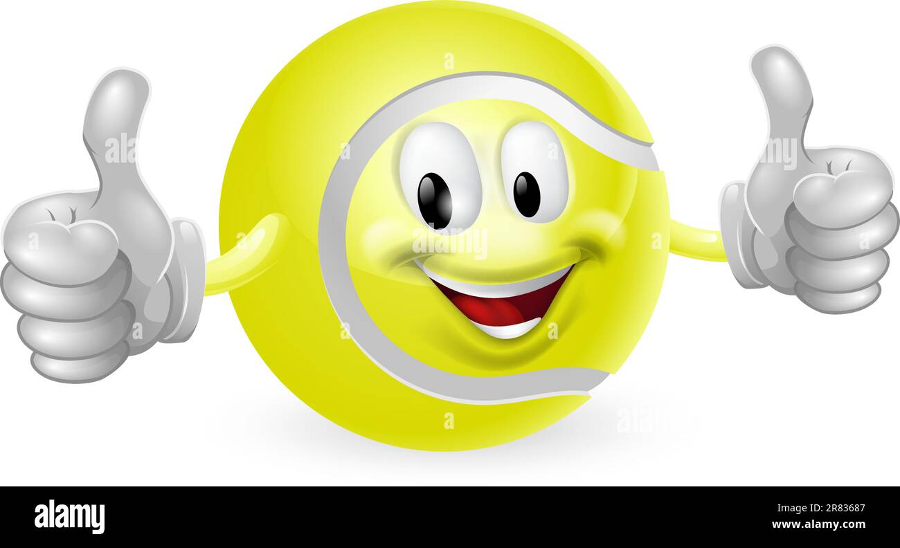 Illustration of a cute happy tennis ball mascot man smiling and giving ...