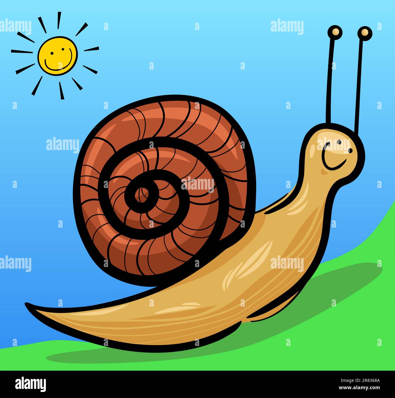 cartoon illustration of cute snail with shell Stock Vector Image & Art ...