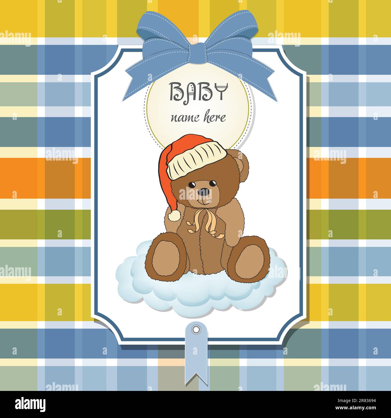 baby greeting card with sleepy teddy bear Stock Vector Image & Art - Alamy