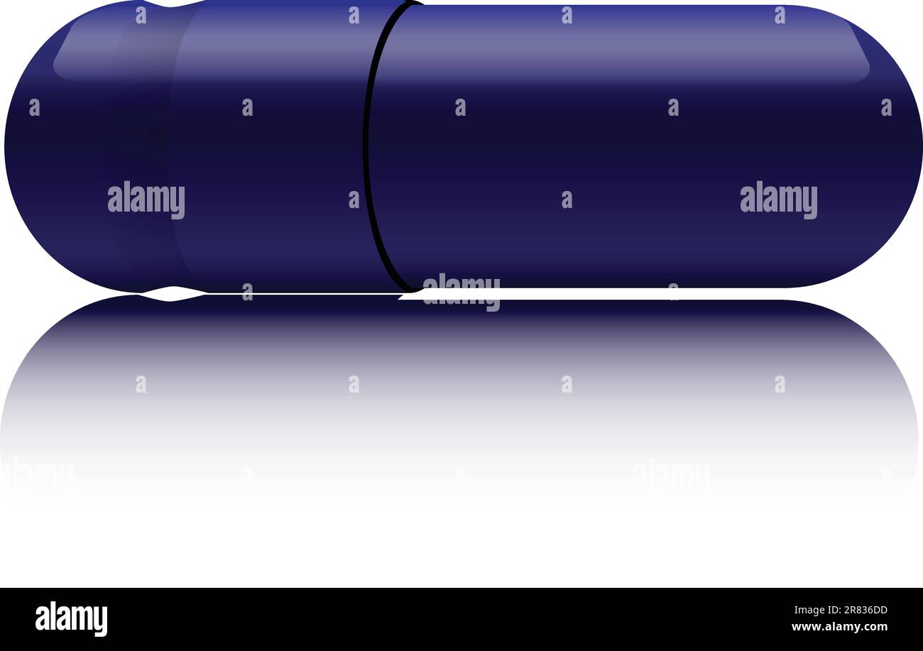 The capsule with the medical product is blue. Vector illustration Stock ...