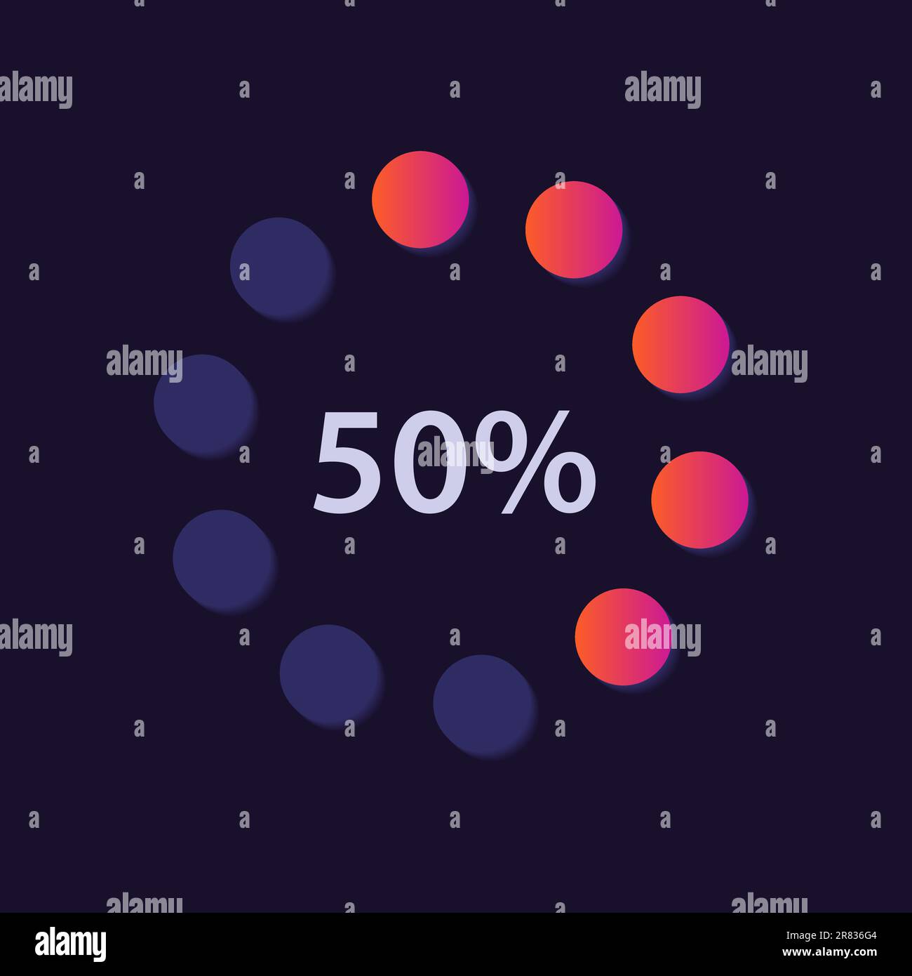 Round gradient dot infographic chart design template for dark theme ...