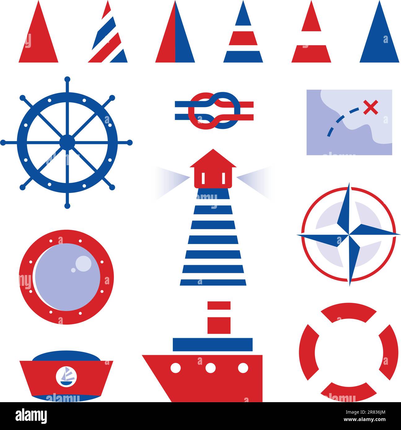 Marine and sailor icons set. Vector Illustration Stock Vector Image ...
