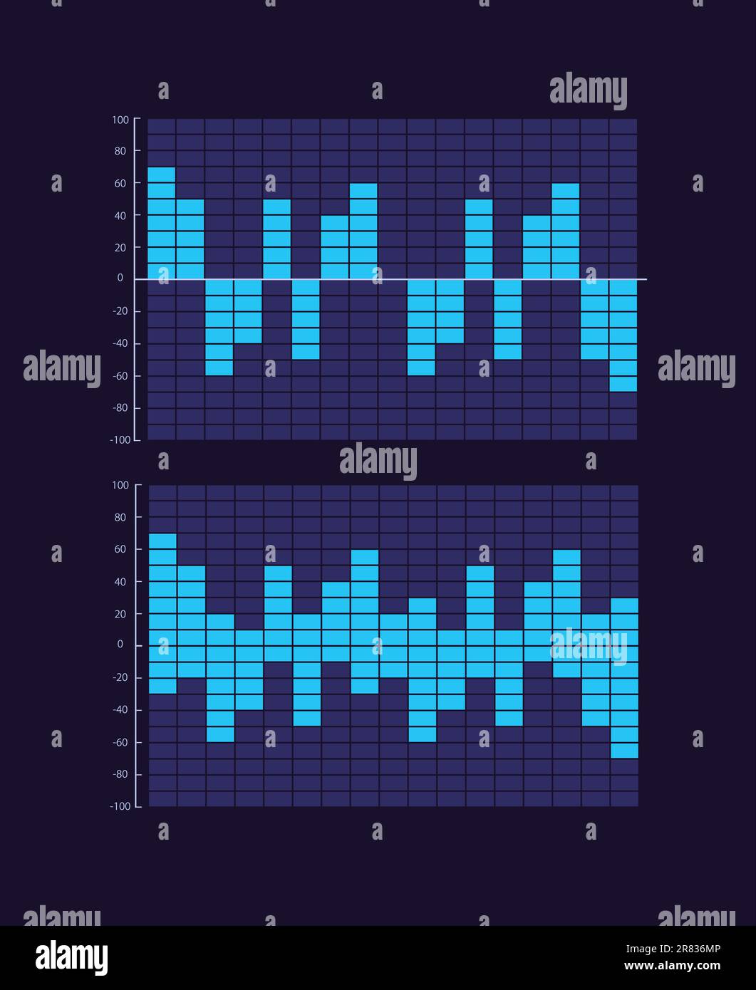 Bi-directional column infographic chart design template set for dark ...