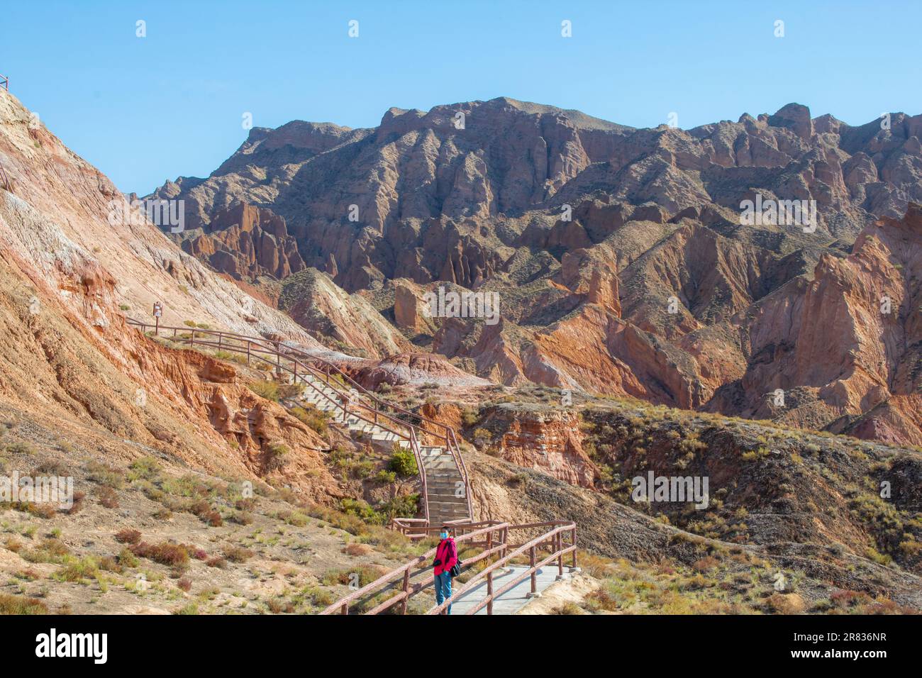 Adventure traveler enjoy masterpieces of nature in Danxia Geopark ...