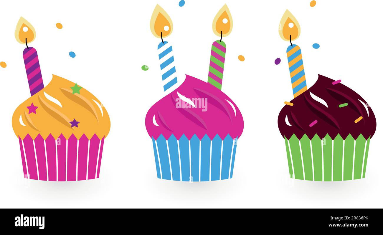 Birthday party creamy cakes Stock Vector Images - Alamy