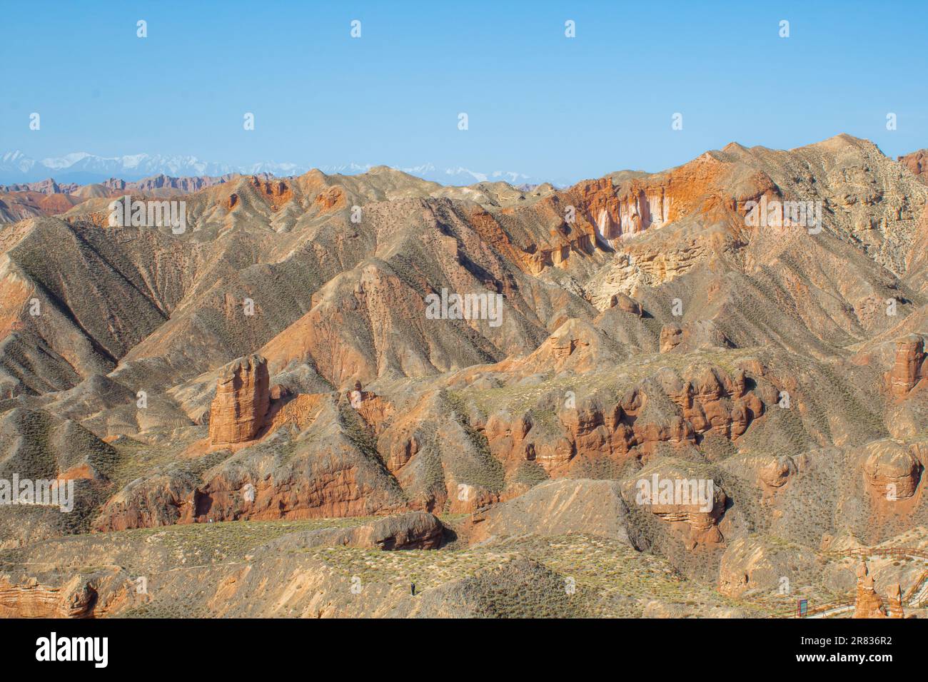 Aerial View of Binggou Danxia Canyon Landform in Zhangye, Sunan Region ...