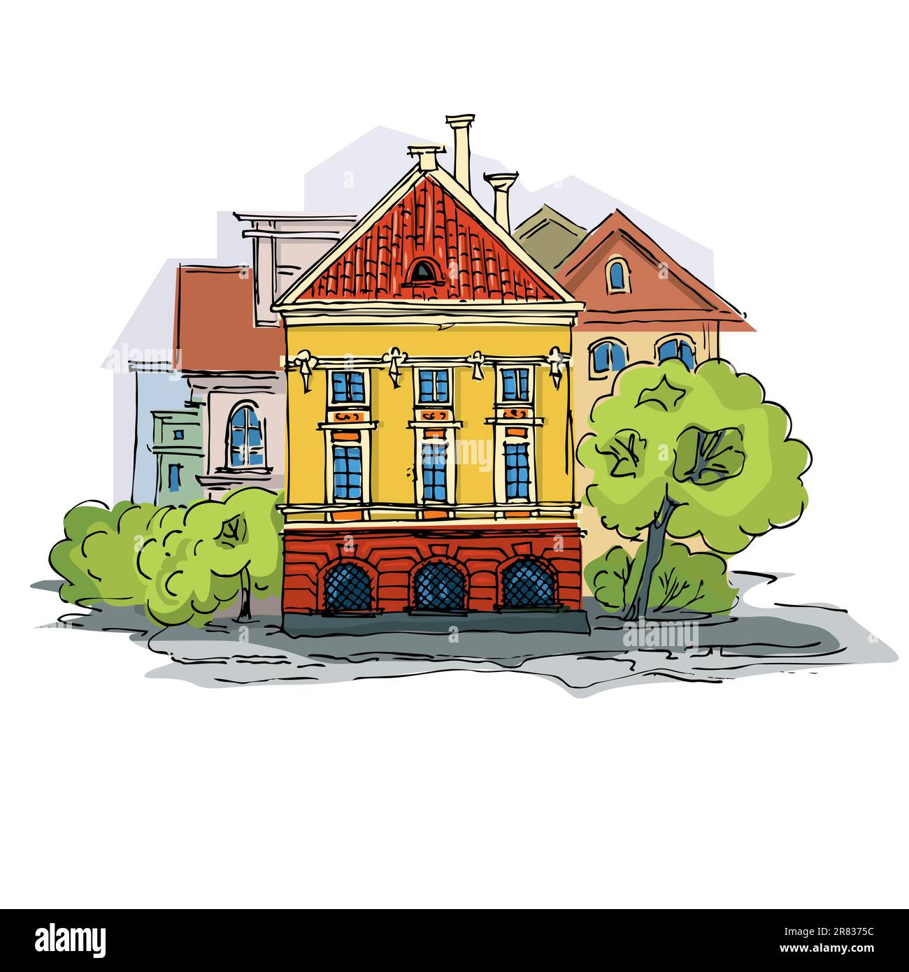 A Fragment Of The Street Contour And Color Are On Different Layers