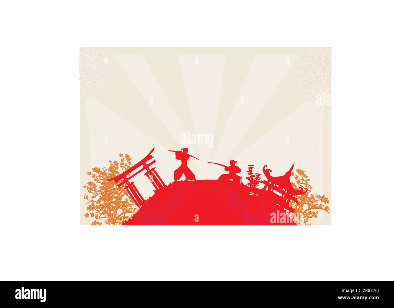 old paper with Samurai silhouette Stock Vector Image & Art - Alamy