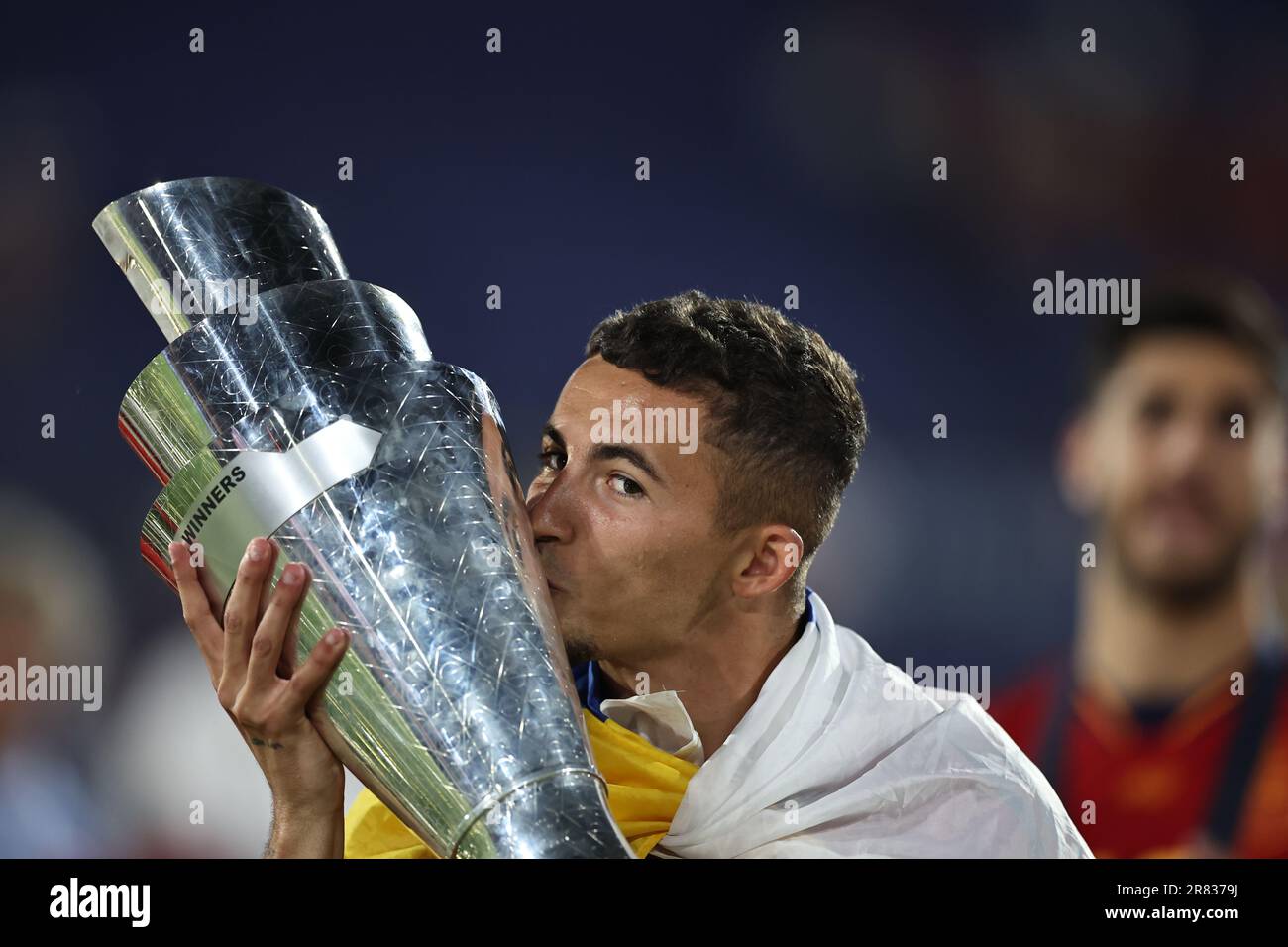ROTTERDAM, Netherlands. , . 15 Yeremy Pino of Spain with the Trophy ...